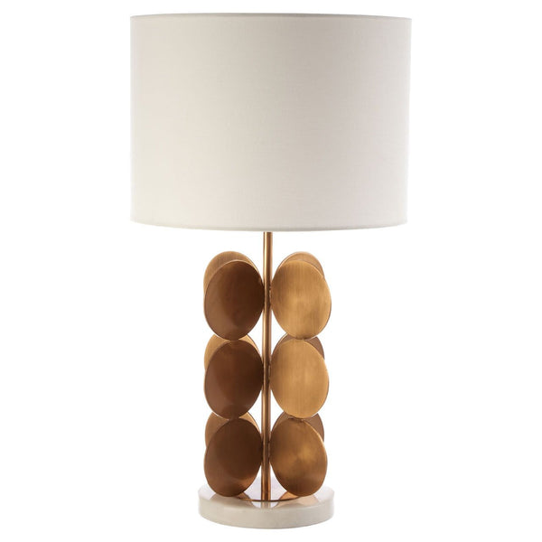 Coin Table Lamp Gold & White with Shade – Cotterell & Co