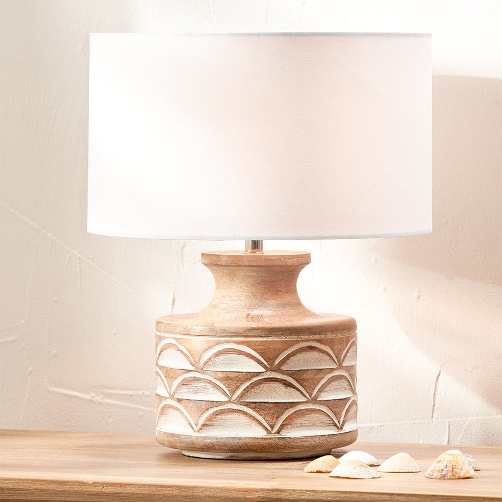 Kingsbury Small White Wash Carved Wood Table Lamp – Cotterell & Co